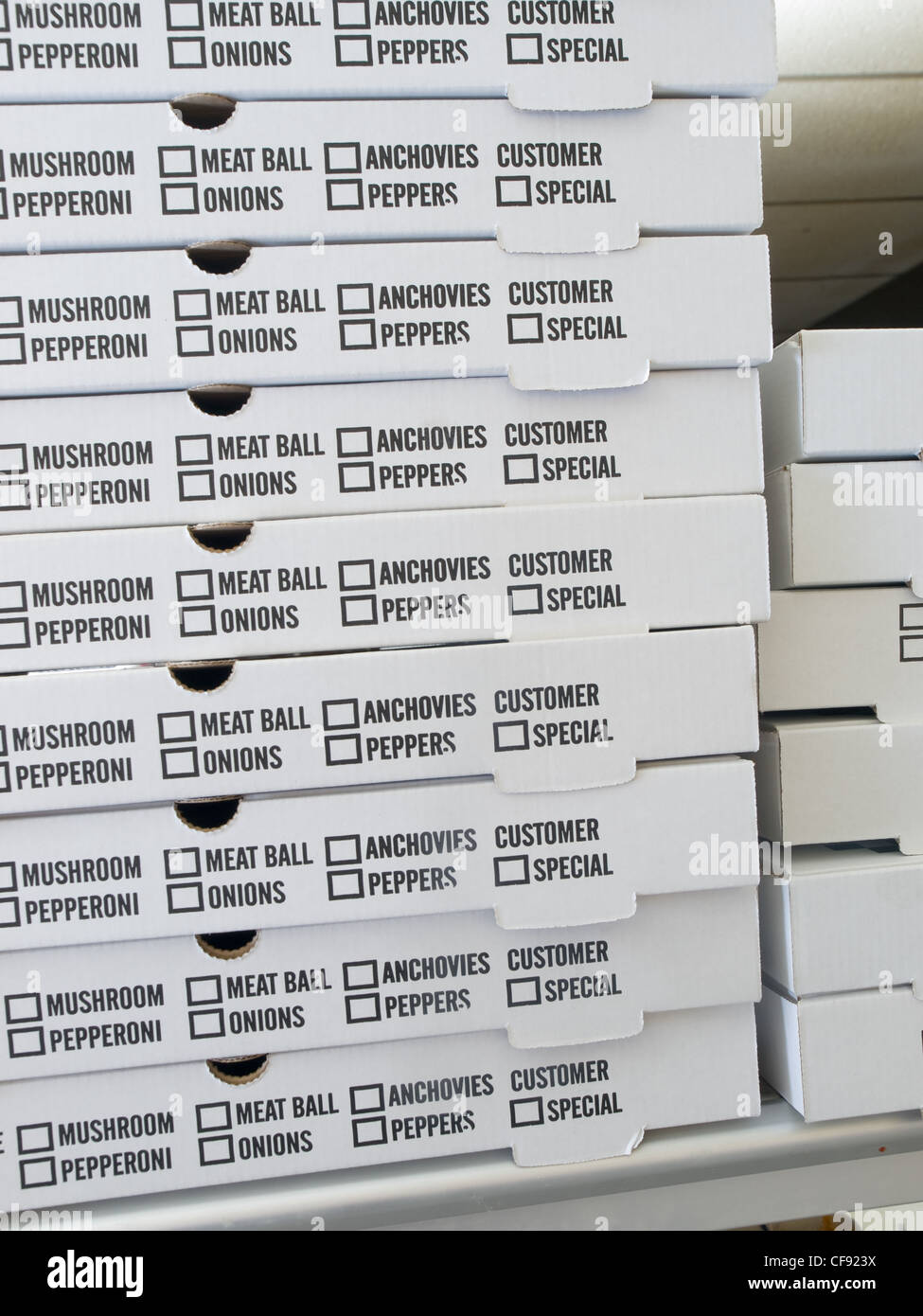 Stacked Pizza Boxes Stock Photo - Alamy