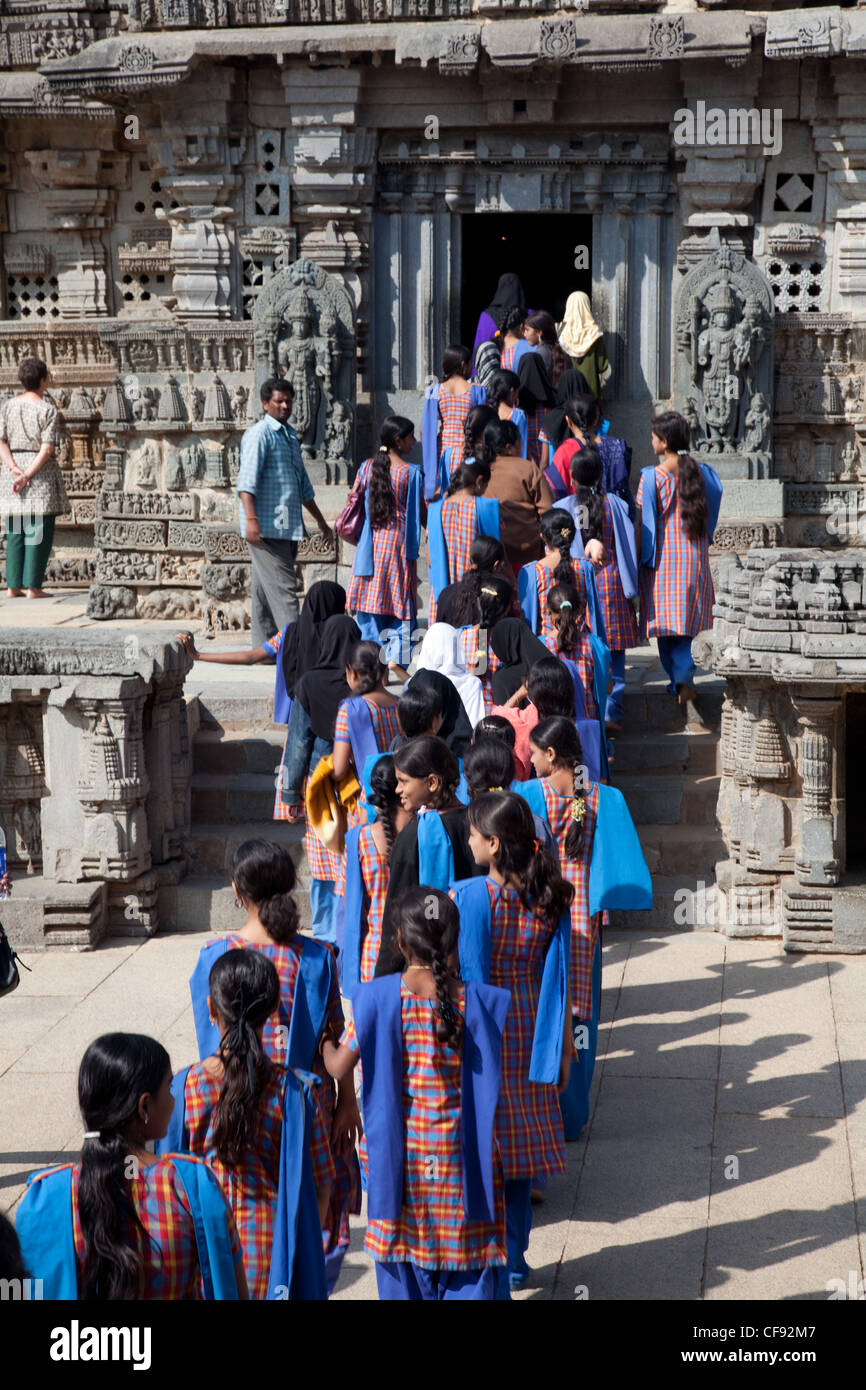 School class entering Kesava Temple Stock Photo - Alamy