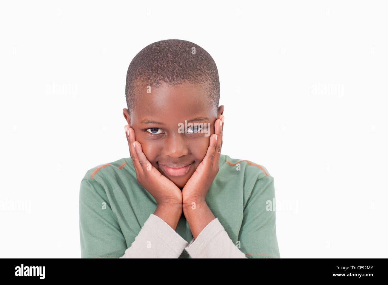 Shy boy posing Stock Photo - Alamy