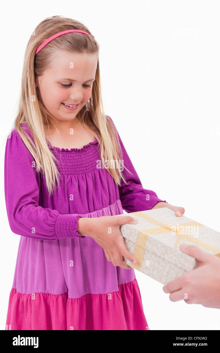Portrait girl receiving present hi-res stock photography and images - Alamy