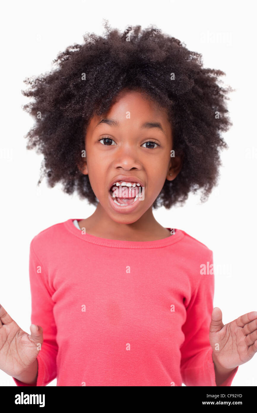 Portrait of a girl screaming Stock Photo - Alamy