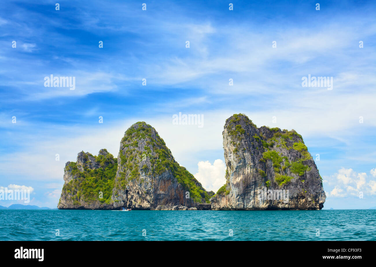 tall cliff with trees at Andaman Sea, Thailand Stock Photo - Alamy