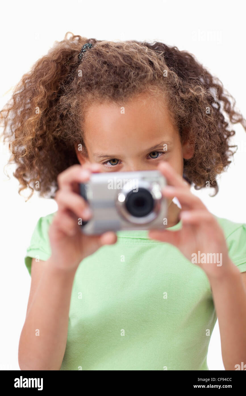 Portrait of a girl taking a picture Stock Photo - Alamy