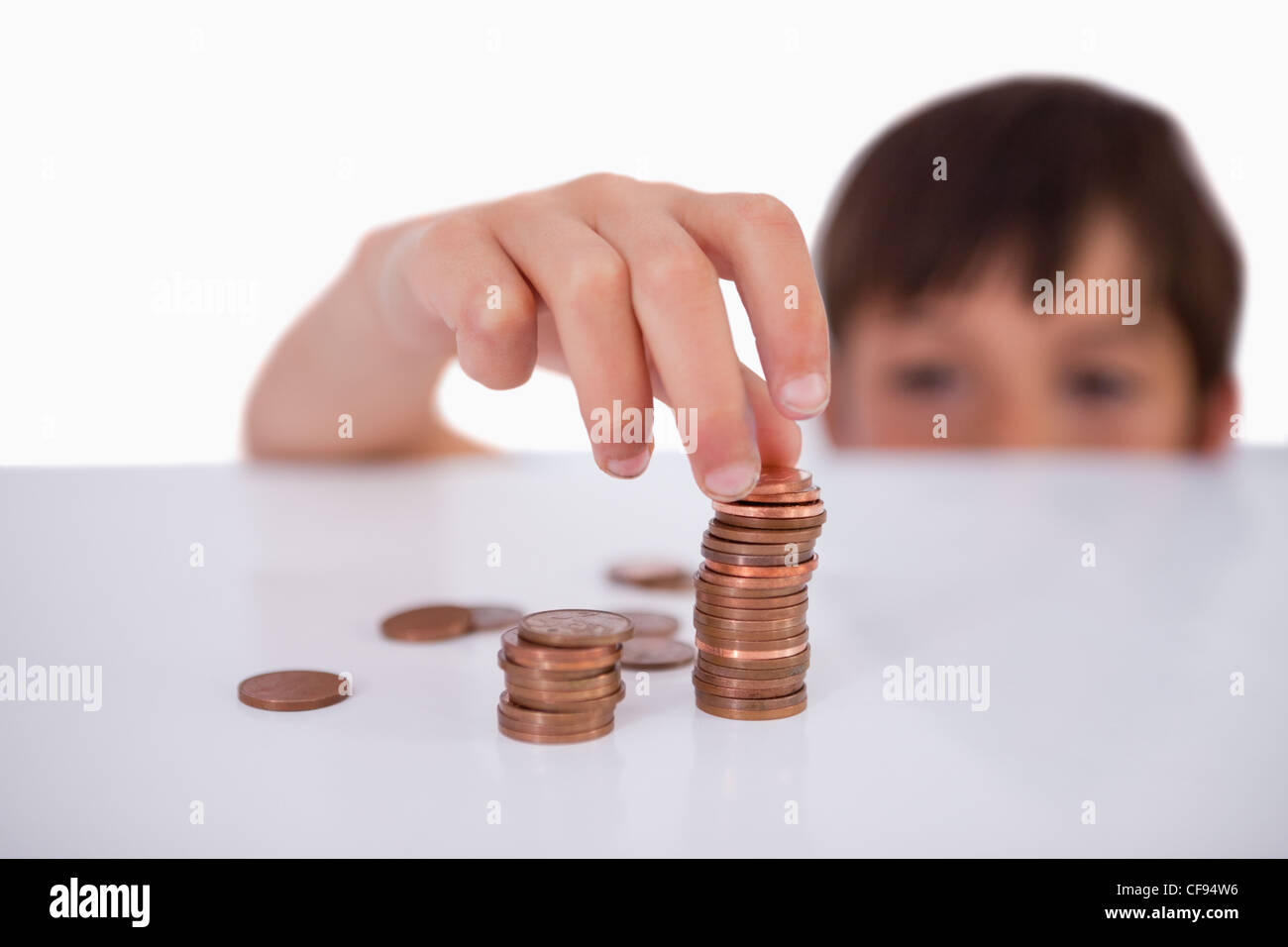 Little boy counting his change Stock Photo - Alamy