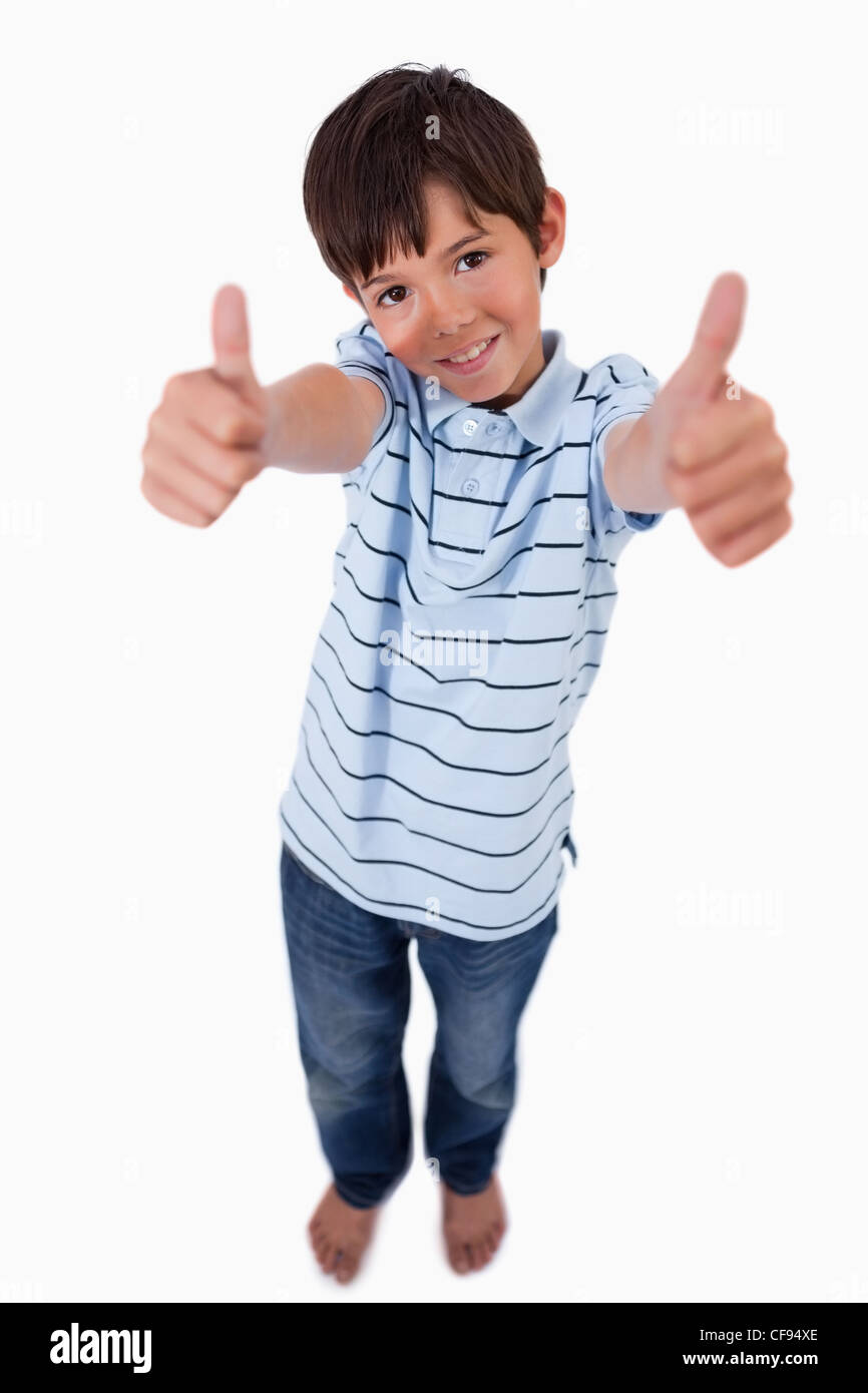 Little cute boy smiling thumbs Cut Out Stock Images & Pictures - Alamy