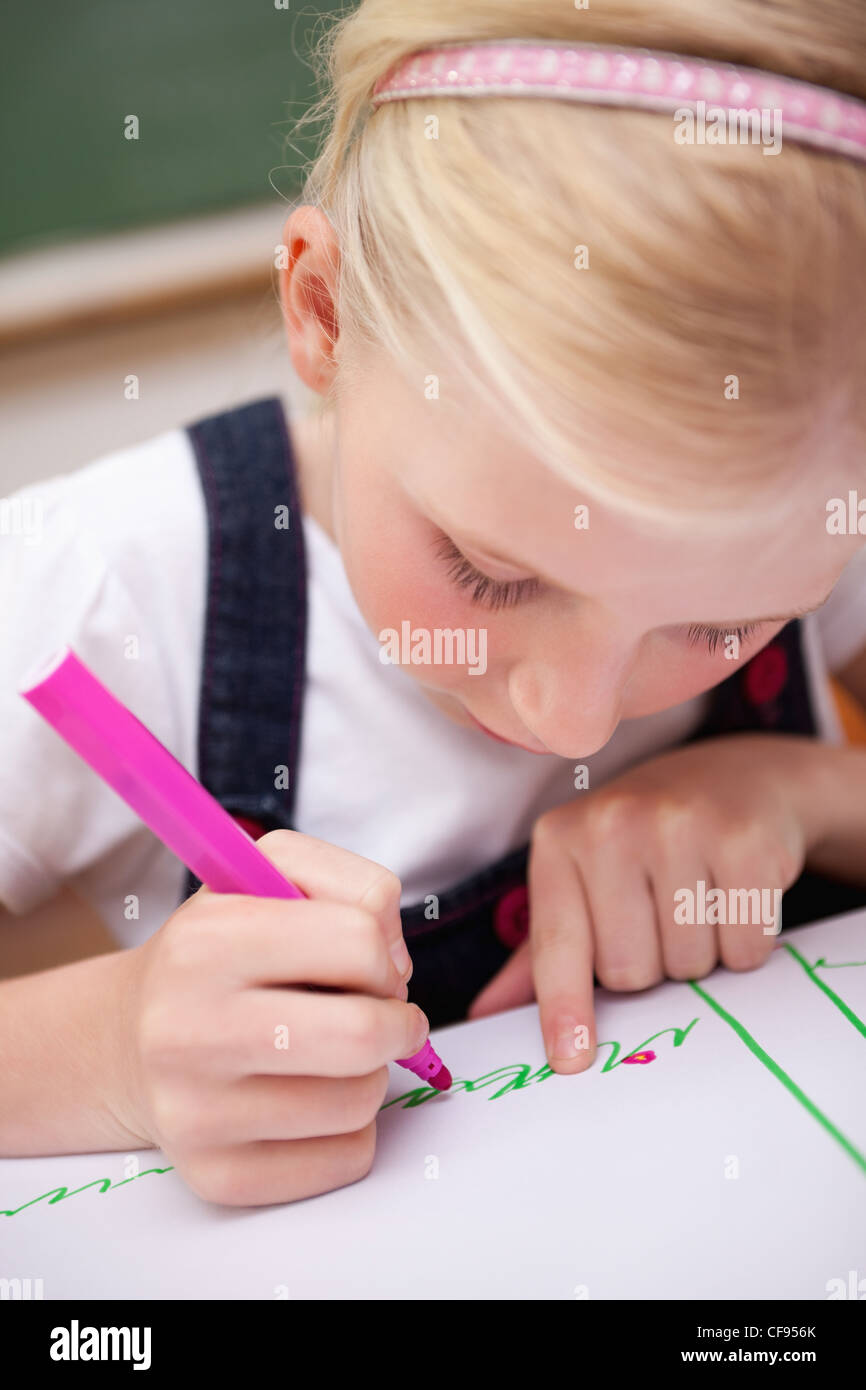 Portrait focused caucasian girl drawing hi-res stock photography and ...