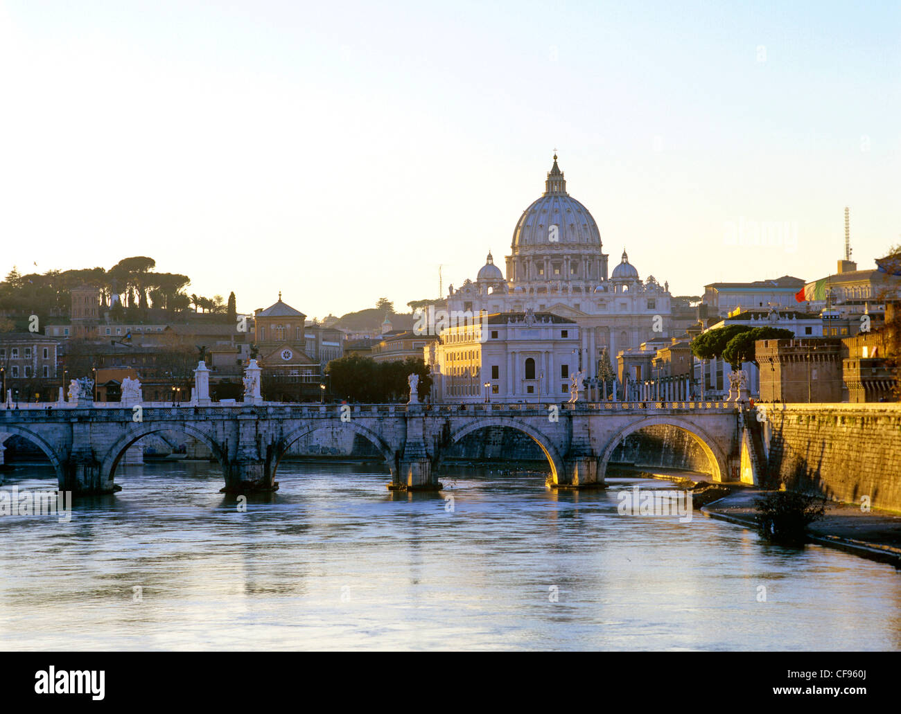 Italy, Europe, Rome, Vatican, dome, bridge, river, Tevere Stock Photo ...