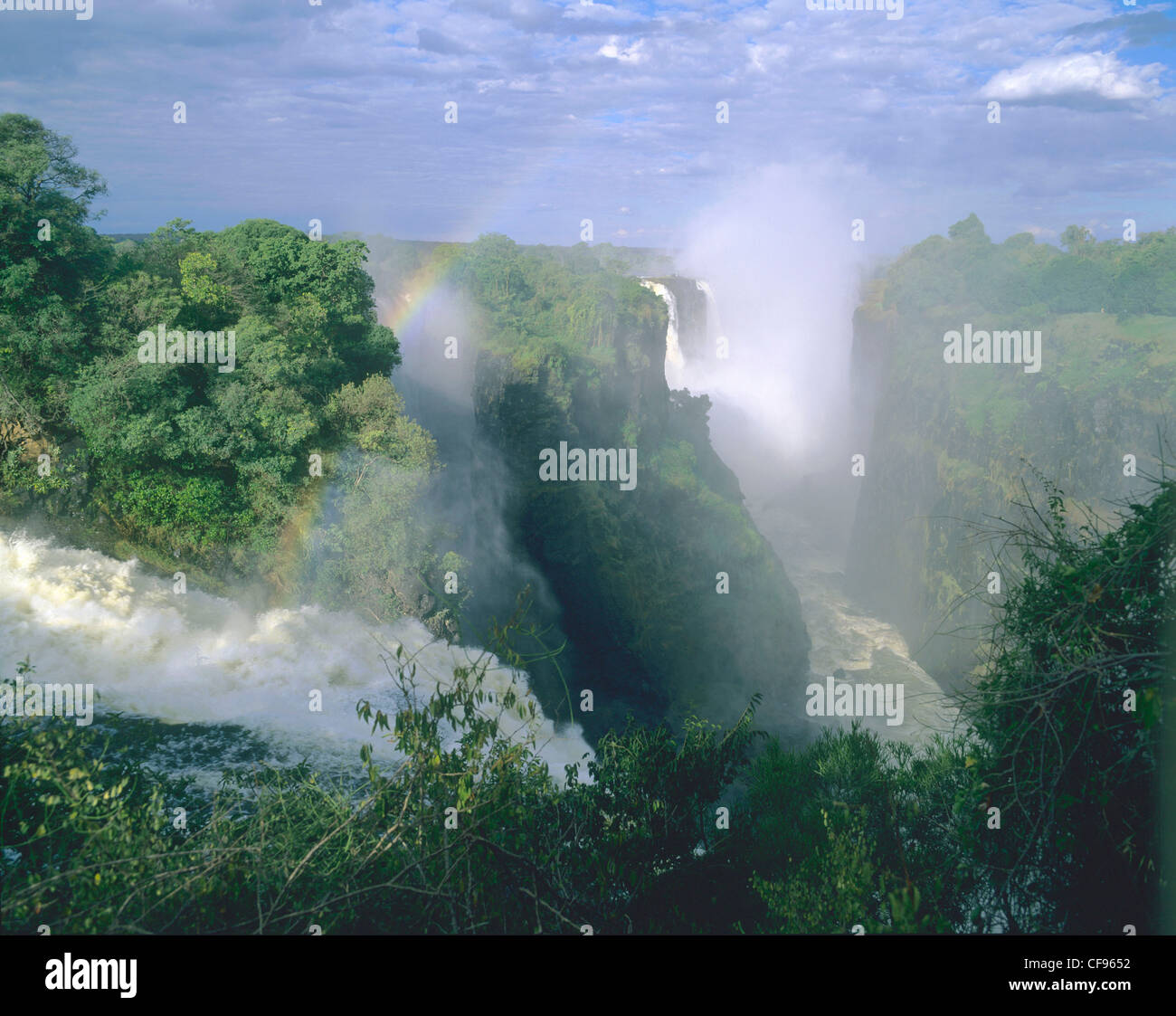 Africa, Zimbabwe, Victoria Falls, waterfall, rainbow, gorge, forest ...