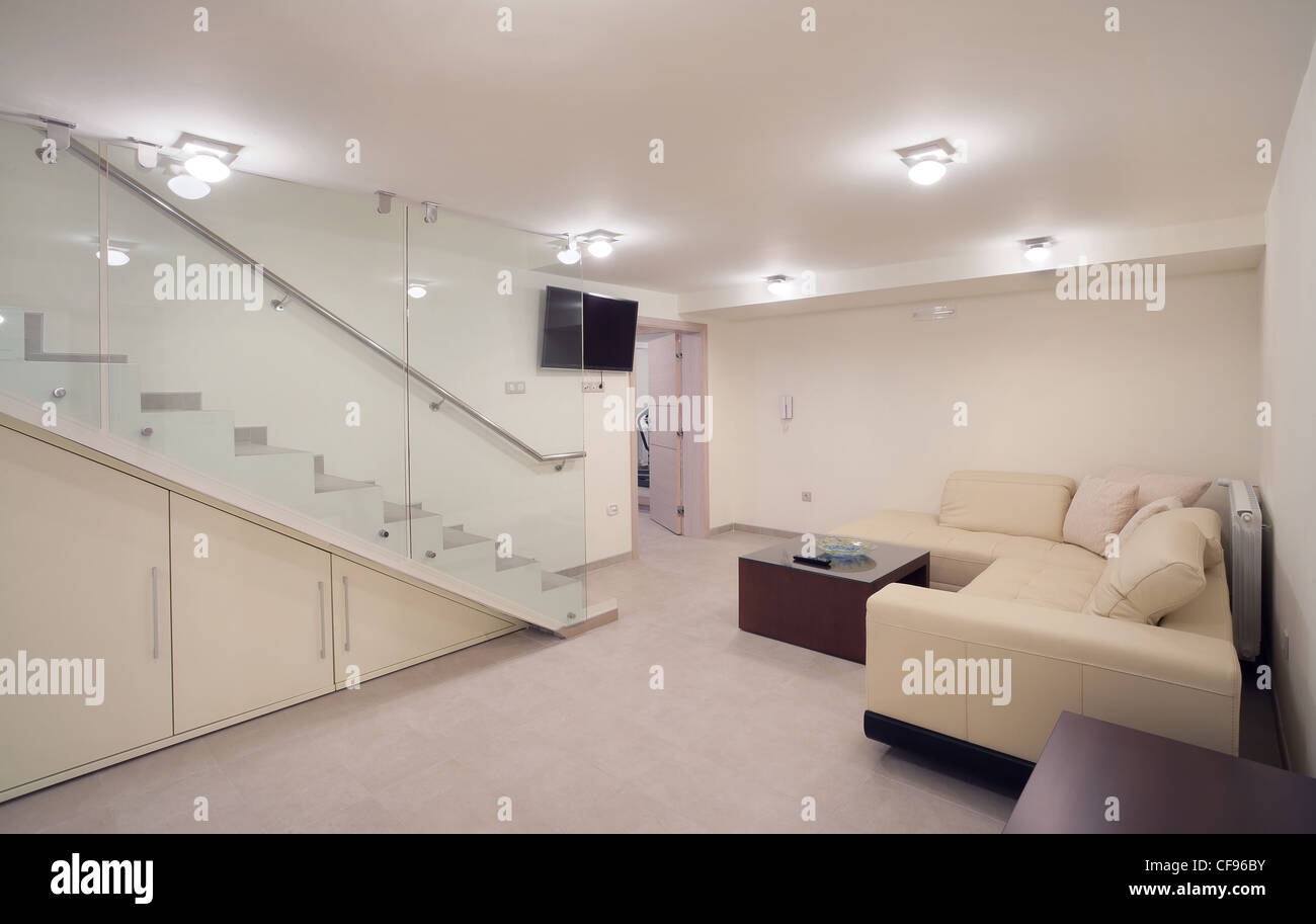 Interior of a big house, underground room for rest and entertainment ...