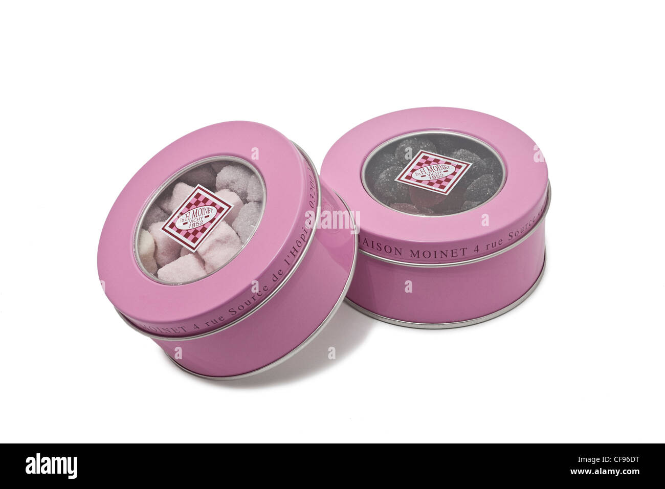 Vintage candy packaging tins hi-res stock photography and images - Alamy