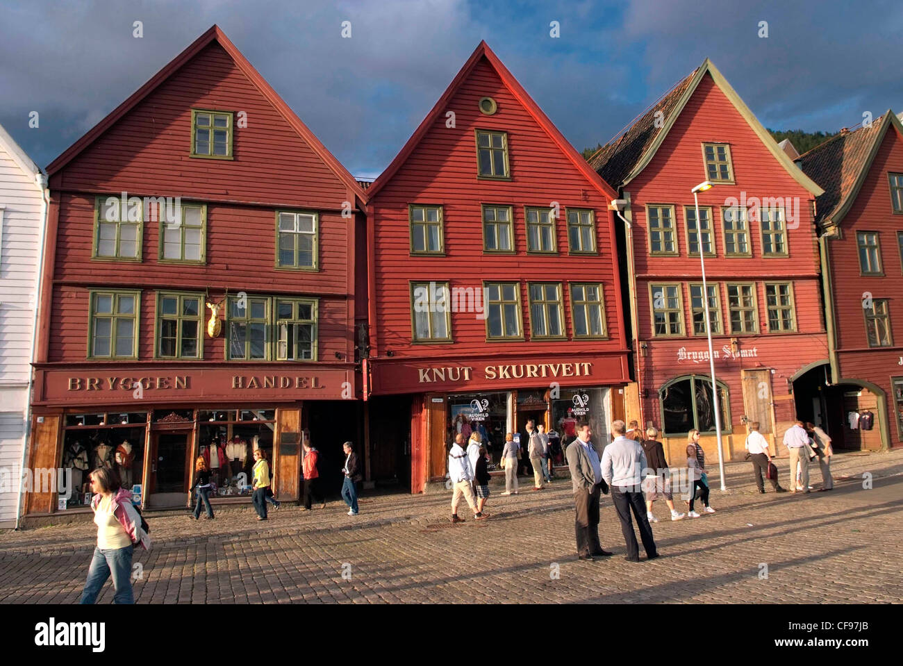Norway Bergen The Bryggen historic Hanseatic wooden buildings by the ...