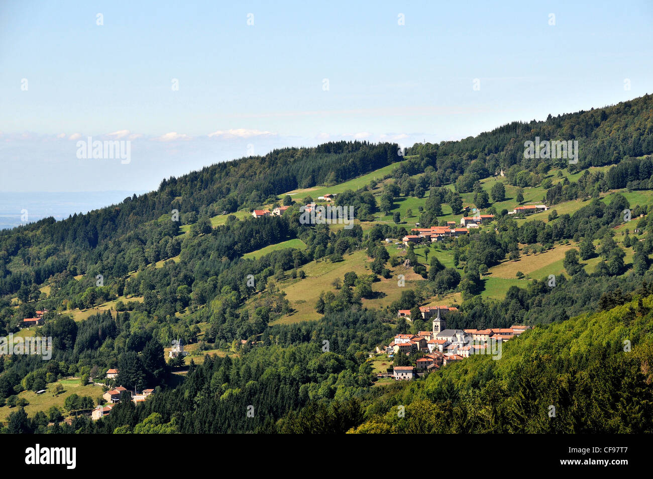 village of Forez range, Valcivières, Puy-De-Dôme, Auvergne, France ...