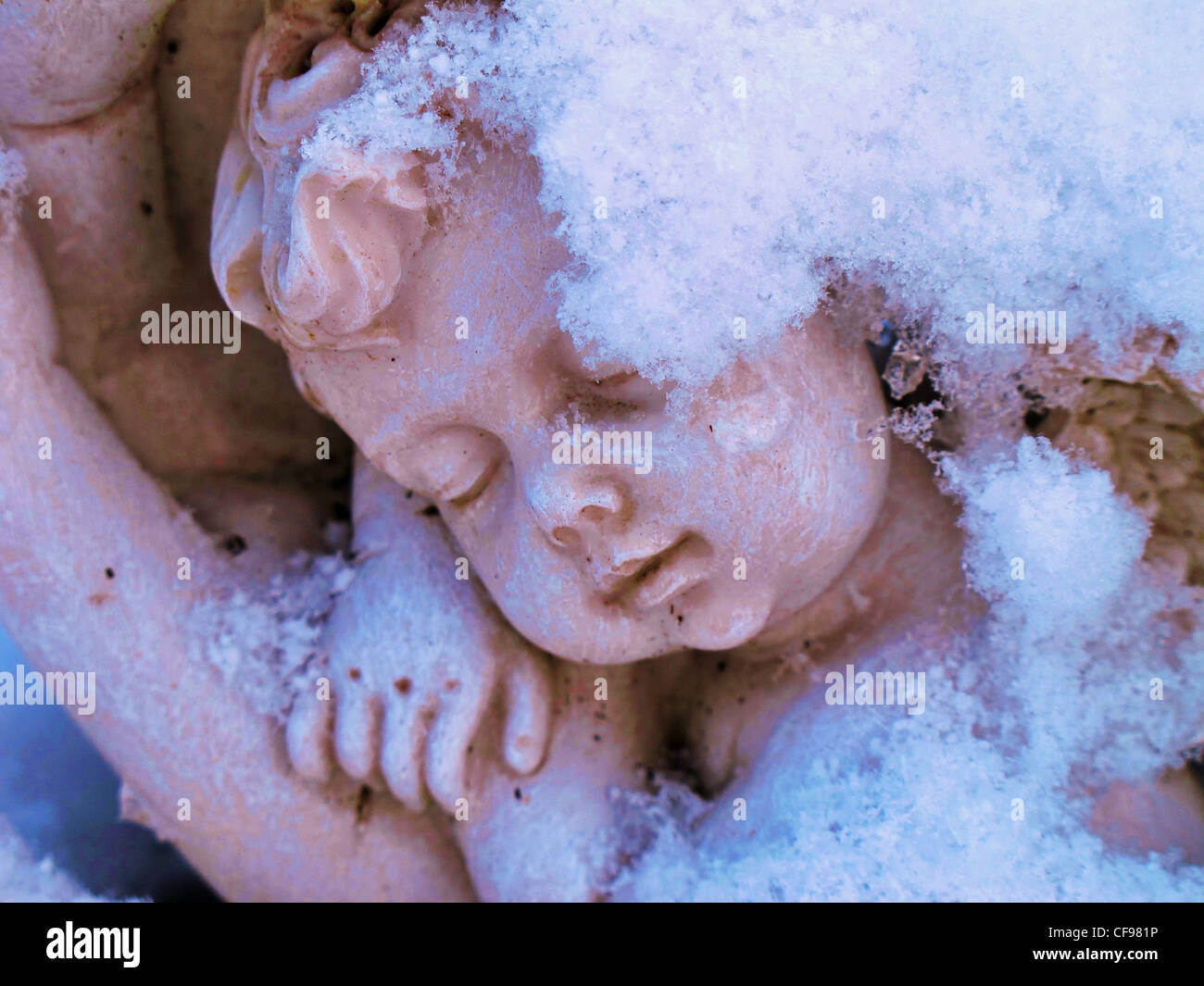 Angel, symbol, concepts, child, snow, covers, Franconia, Germany Stock ...