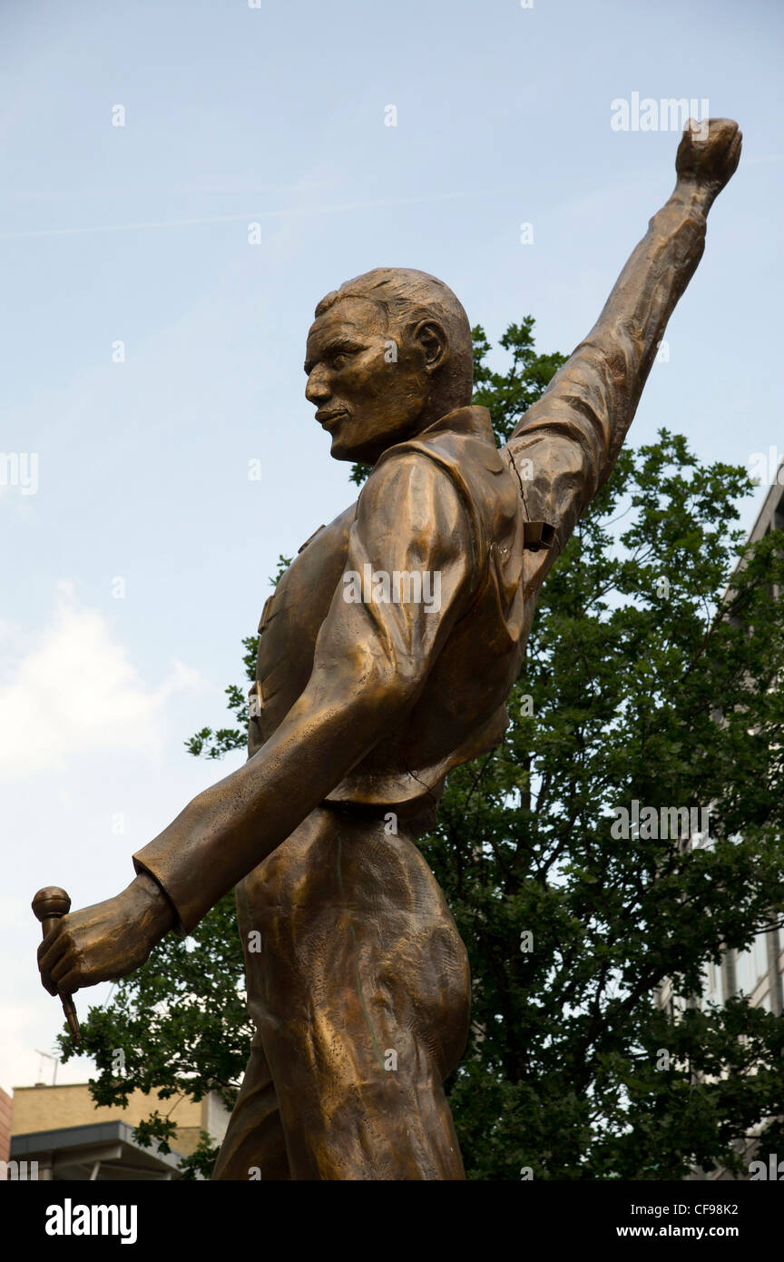A statue of Freddie Mercury, the lead singer of the rock band Queen, in ...