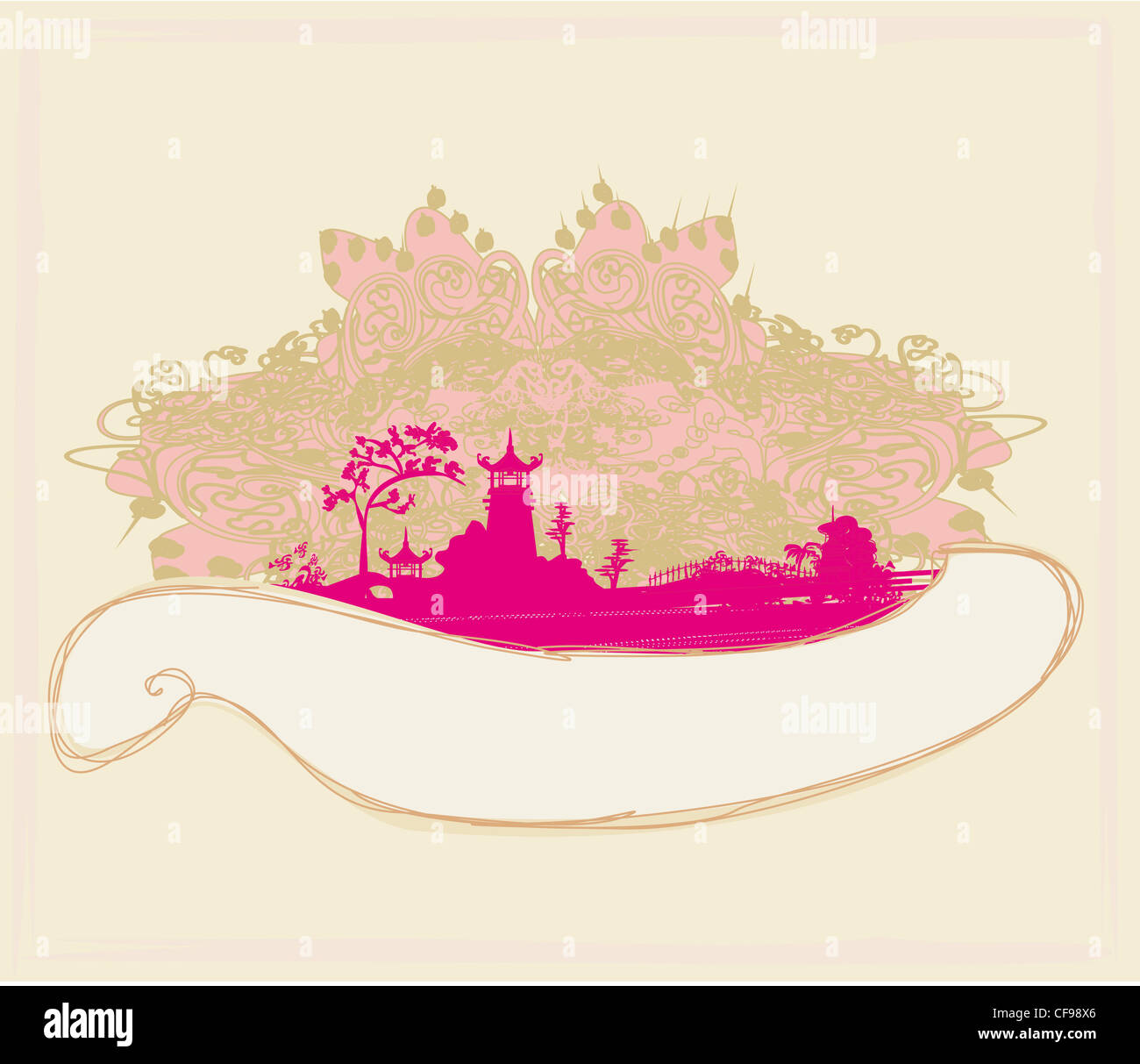 old paper with Asian Landscape Stock Photo - Alamy