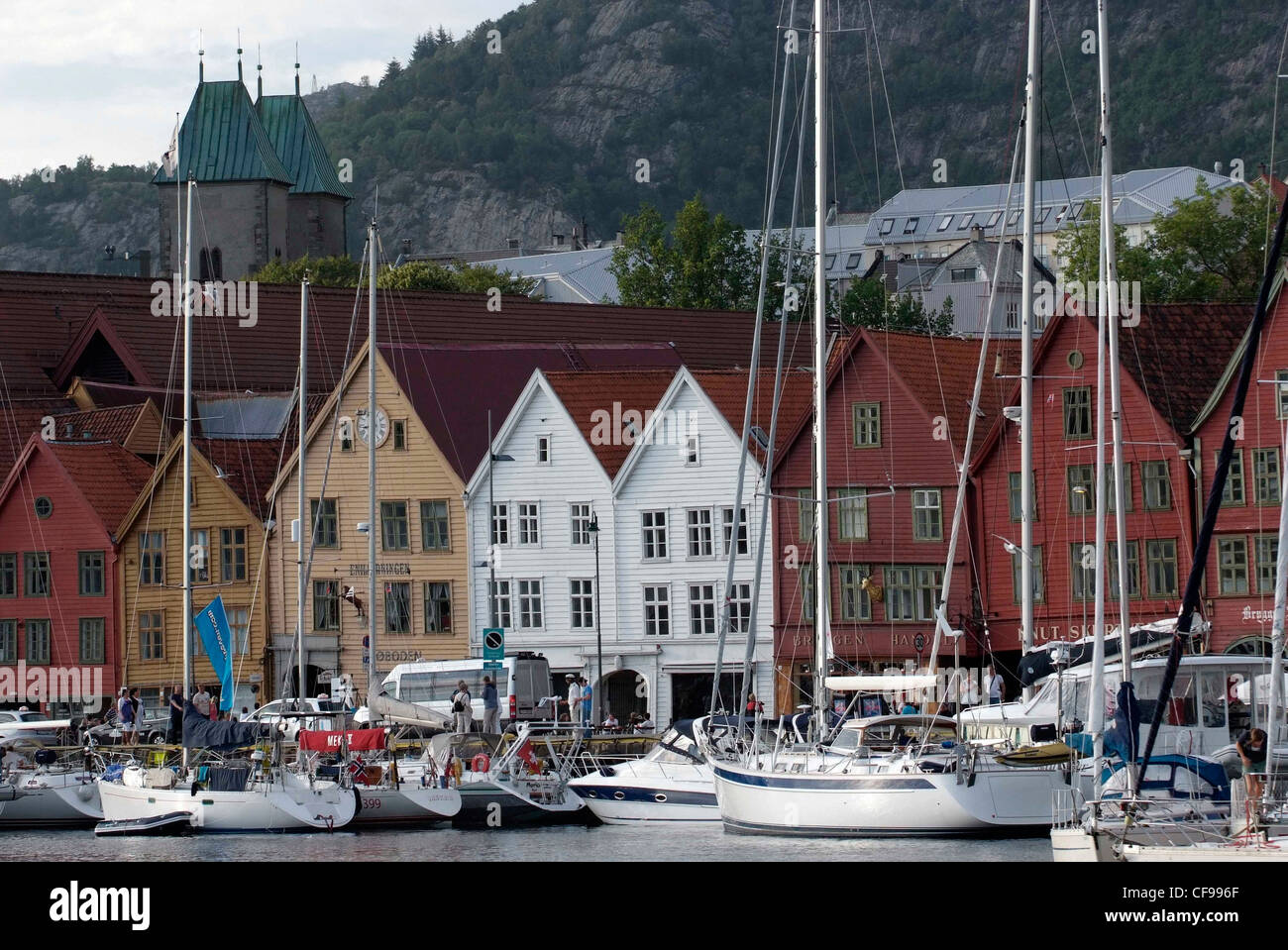 Norway Bergen The Bryggen historic Hanseatic wooden buildings by the ...