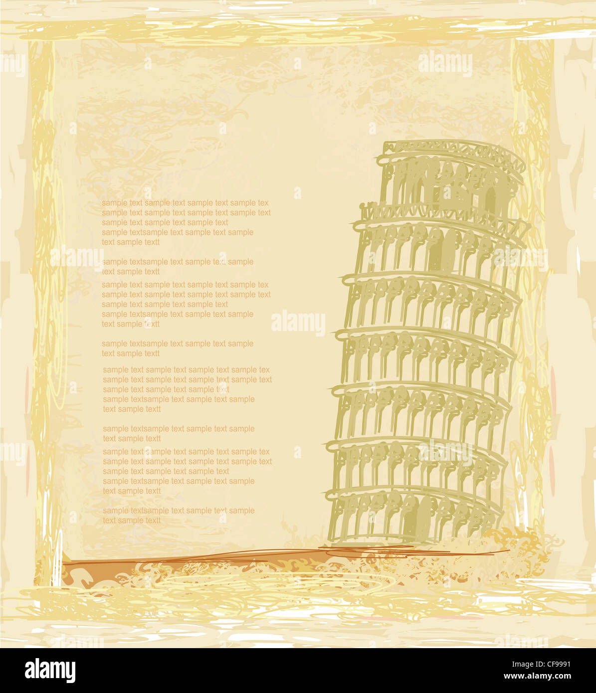 vector pisa tower grunge background Stock Photo - Alamy