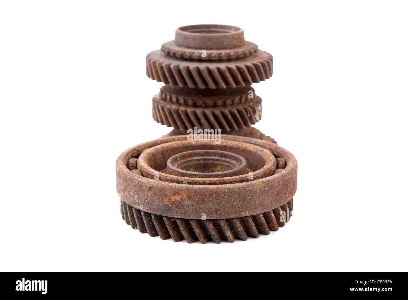 Rusty gears on a white background isolated Stock Photo - Alamy
