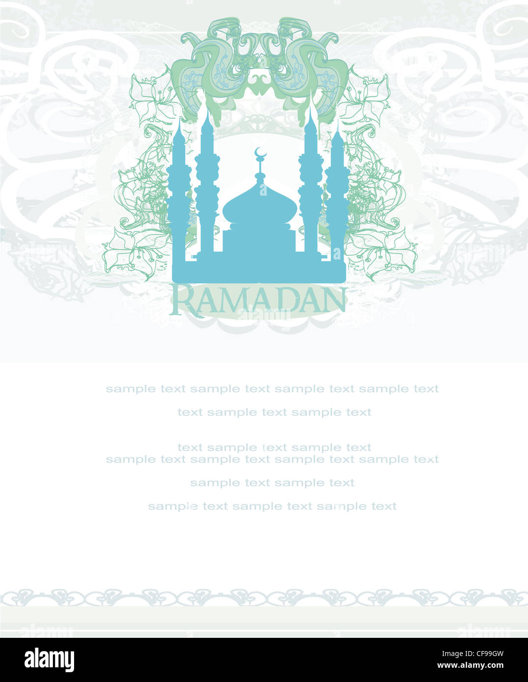 Ramadan background - mosque silhouette vector card Stock Photo - Alamy