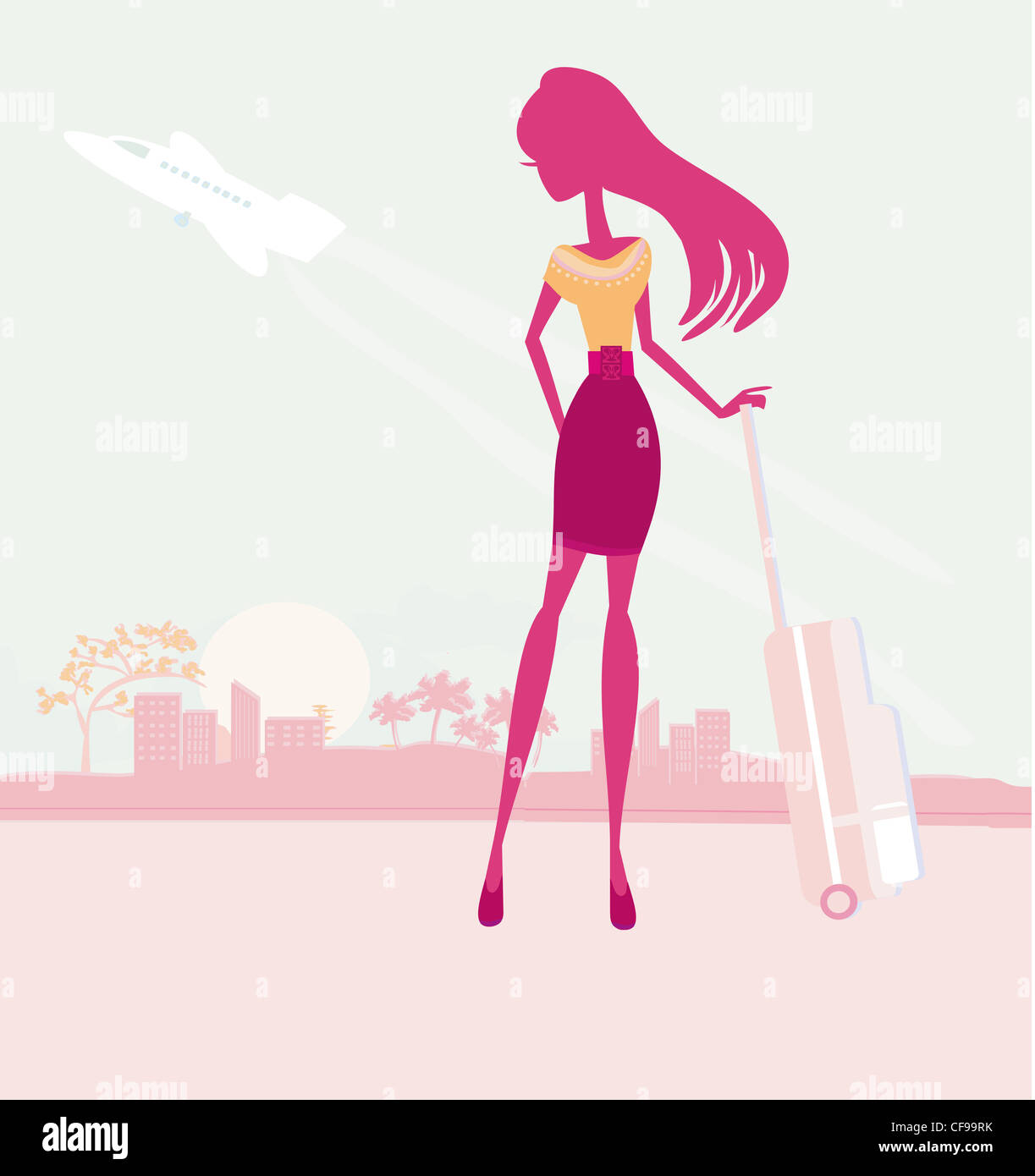 beauty travel girl with baggage Stock Photo - Alamy