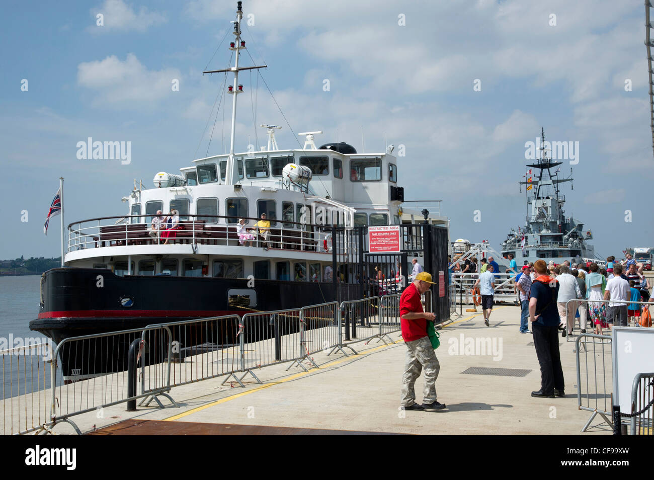 The Pier Head ferry terminal beside Albert Dock on the waterfront of the River Mersey Stock ...