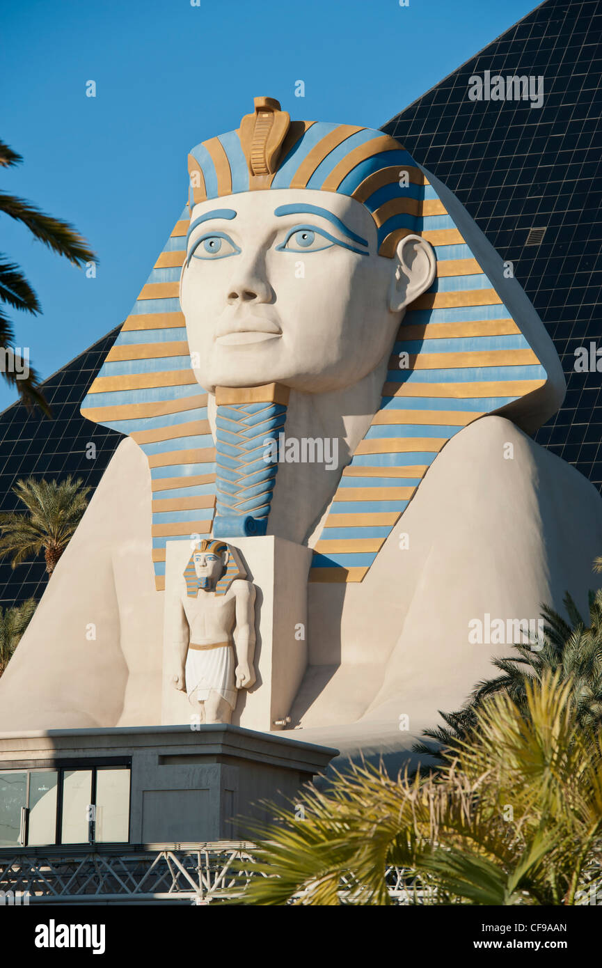 Replica of The Great Sphinx of Giza at the Entrance of The Luxor Hotel ...