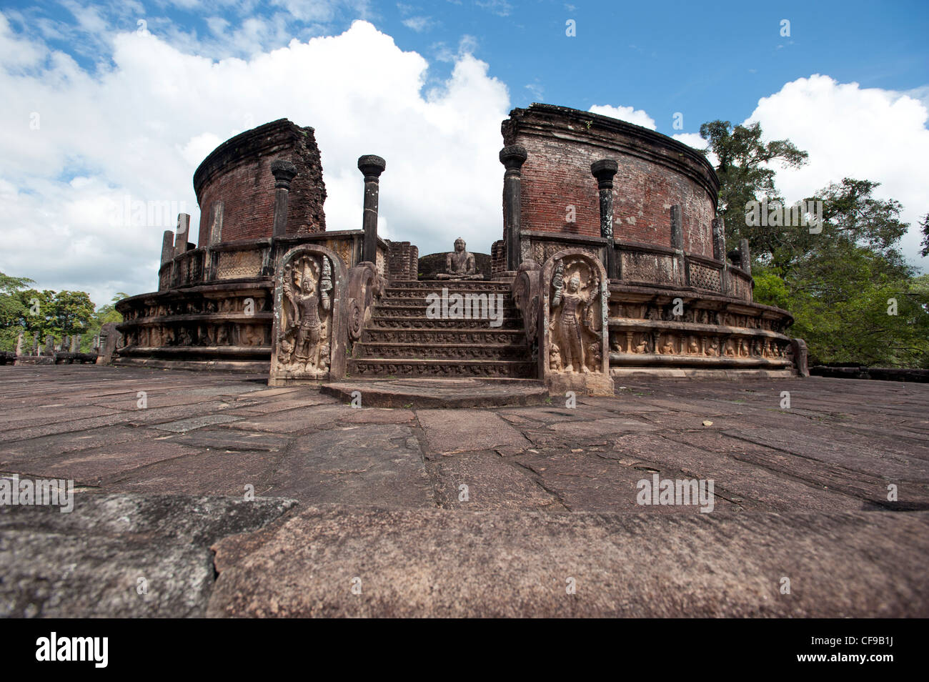 The Vatadage circular relic house a stone carved building at the ...