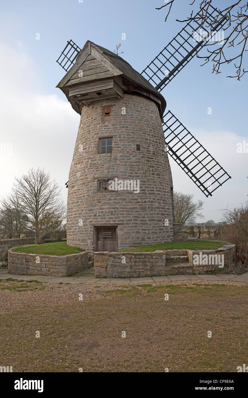 Stembridge Thatched Tower Wind Mill 1822 Stock Photo - Alamy