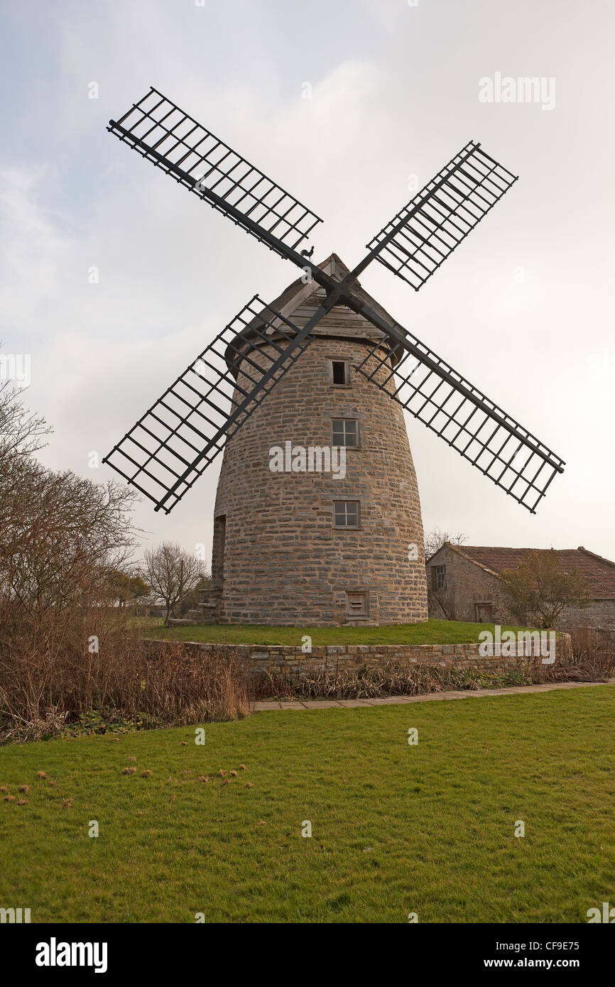 Stembridge Thatched Tower Wind Mill 1822 Stock Photo - Alamy