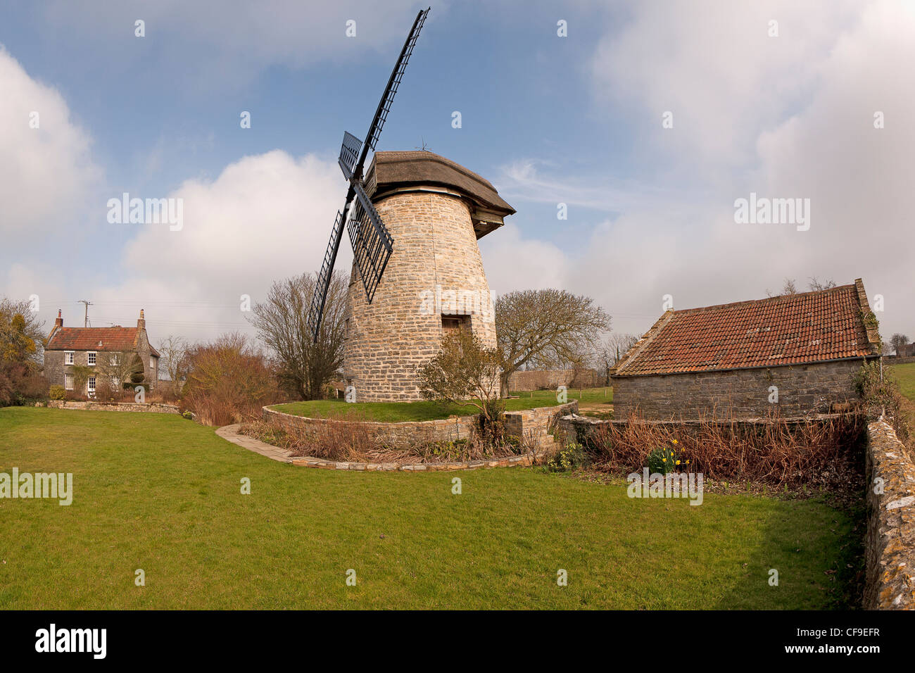 Stembridge Thatched Tower Wind Mill 1822 Stock Photo - Alamy