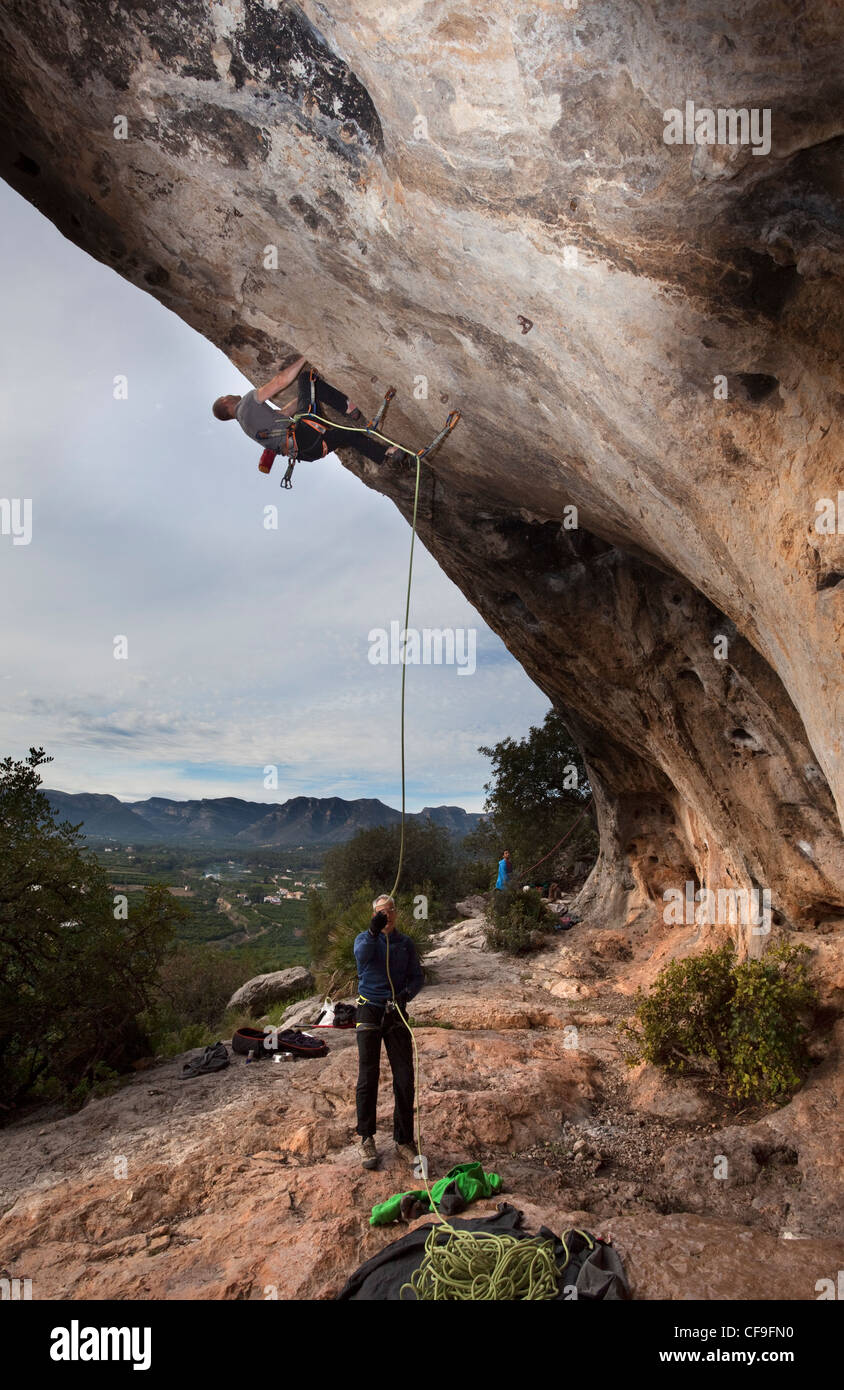 Man Rock Climbing at Gandia in Costa Blanca area of Spain Stock Photo ...