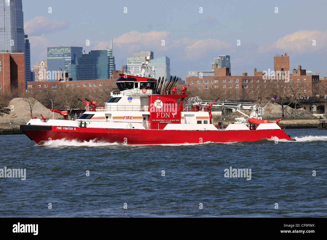New York City Fire Department boat in New York harbor off of Red Hook ...