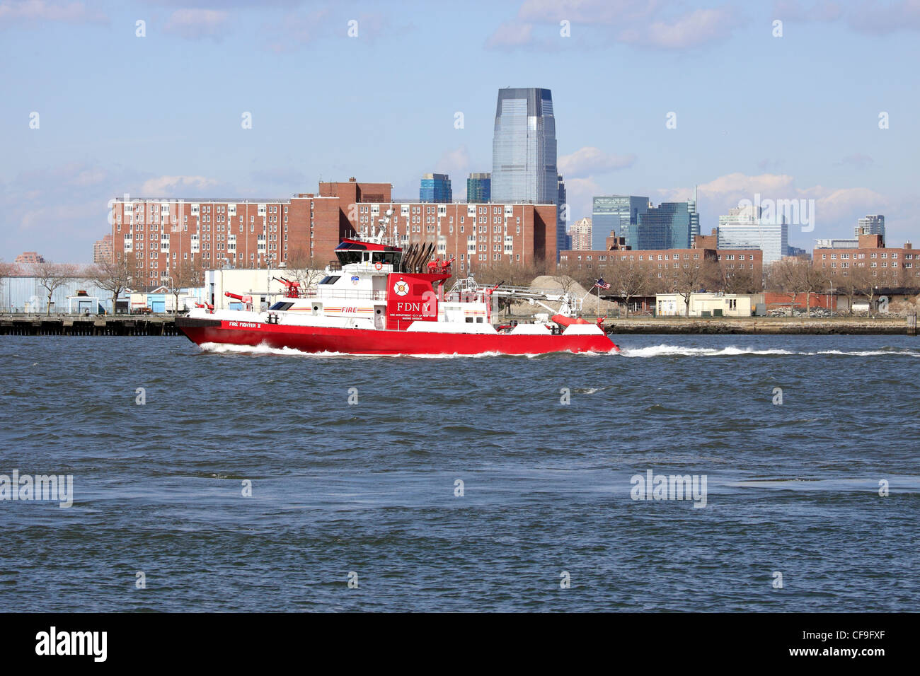 New York City Fire Department boat in New York harbor off of Red Hook ...