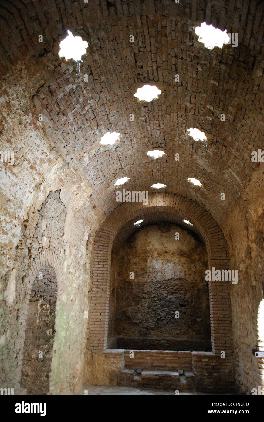 Chamber inside the Arab baths with star shaped skylights, Ronda, Malaga ...