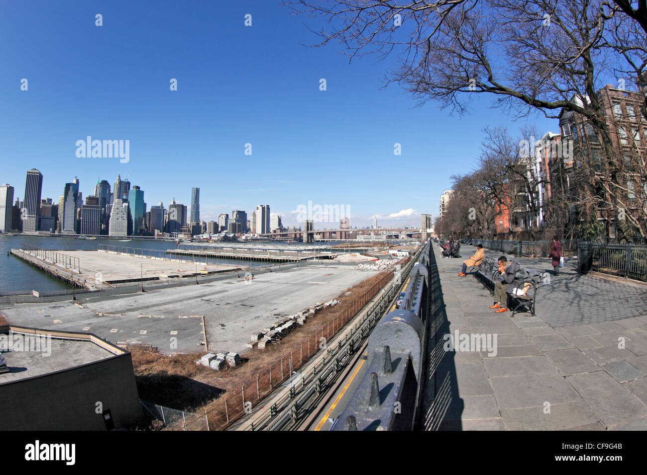 View of lower Manhattan from the Brooklyn promenade New York City Stock ...