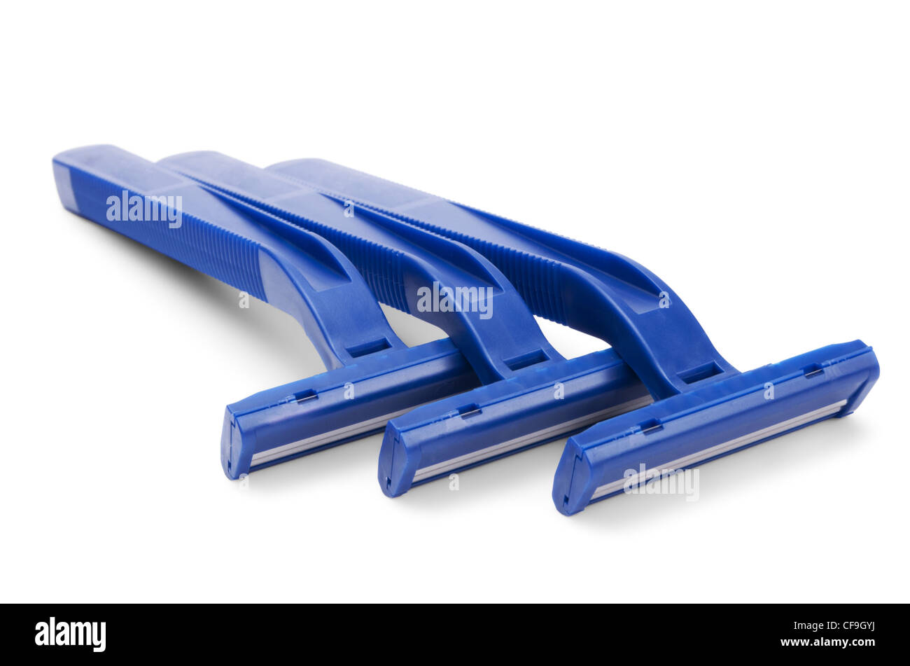 blue disposable razors isolated on white background Stock Photo - Alamy