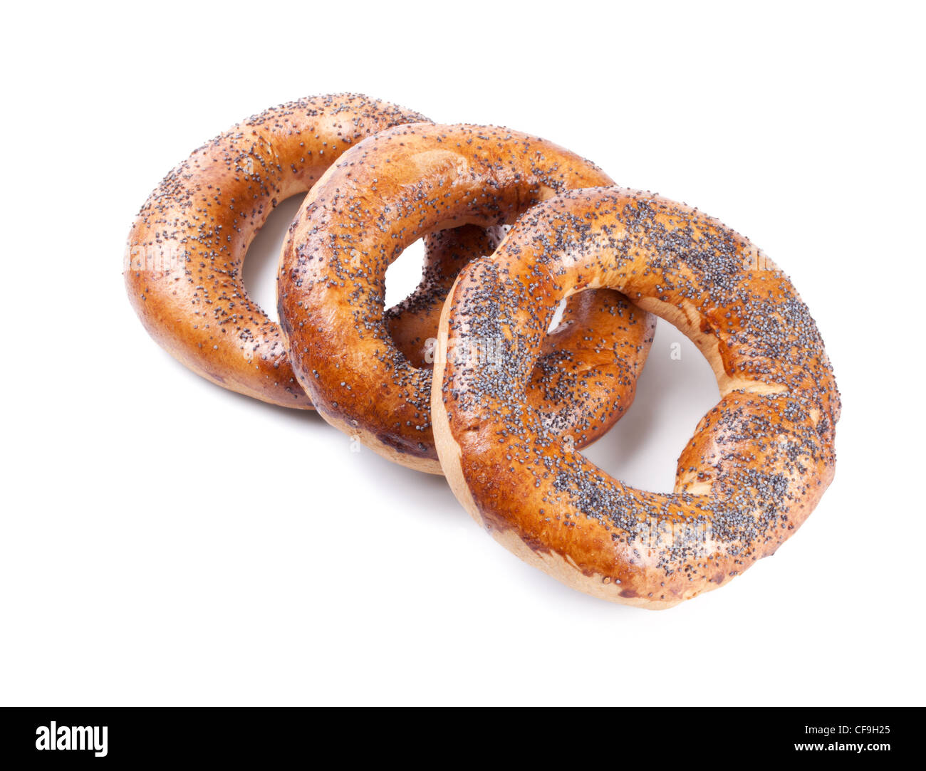 Three bagels isolated on white background Stock Photo - Alamy