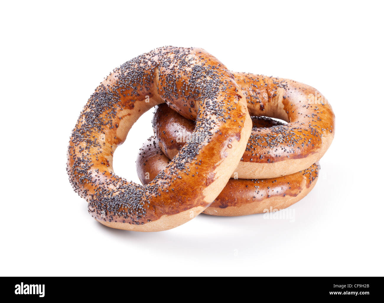 Three bagels isolated on white background Stock Photo - Alamy