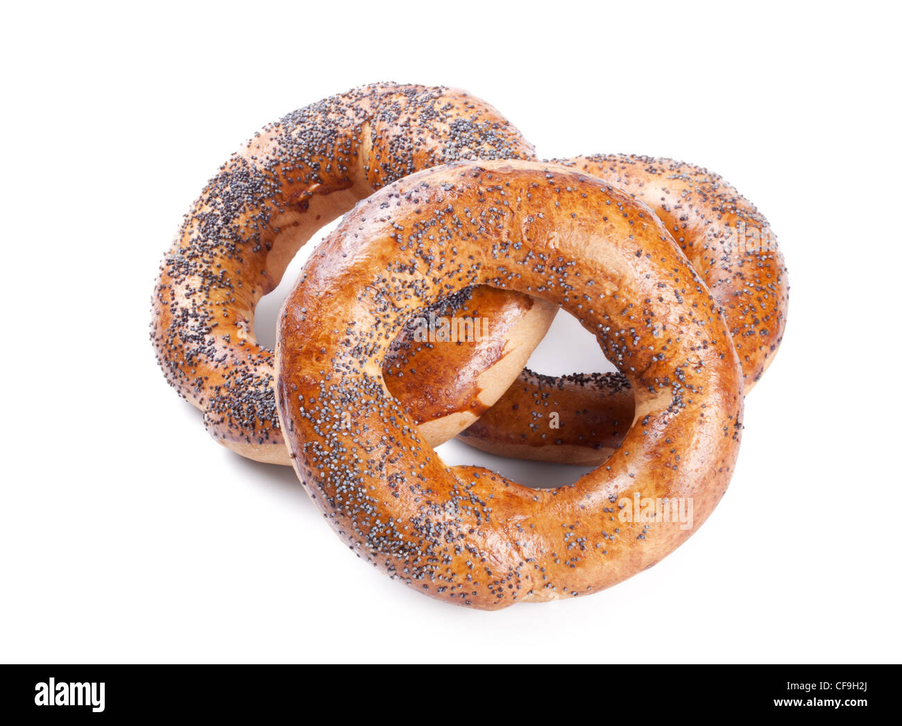 Three bagels isolated on white background Stock Photo - Alamy