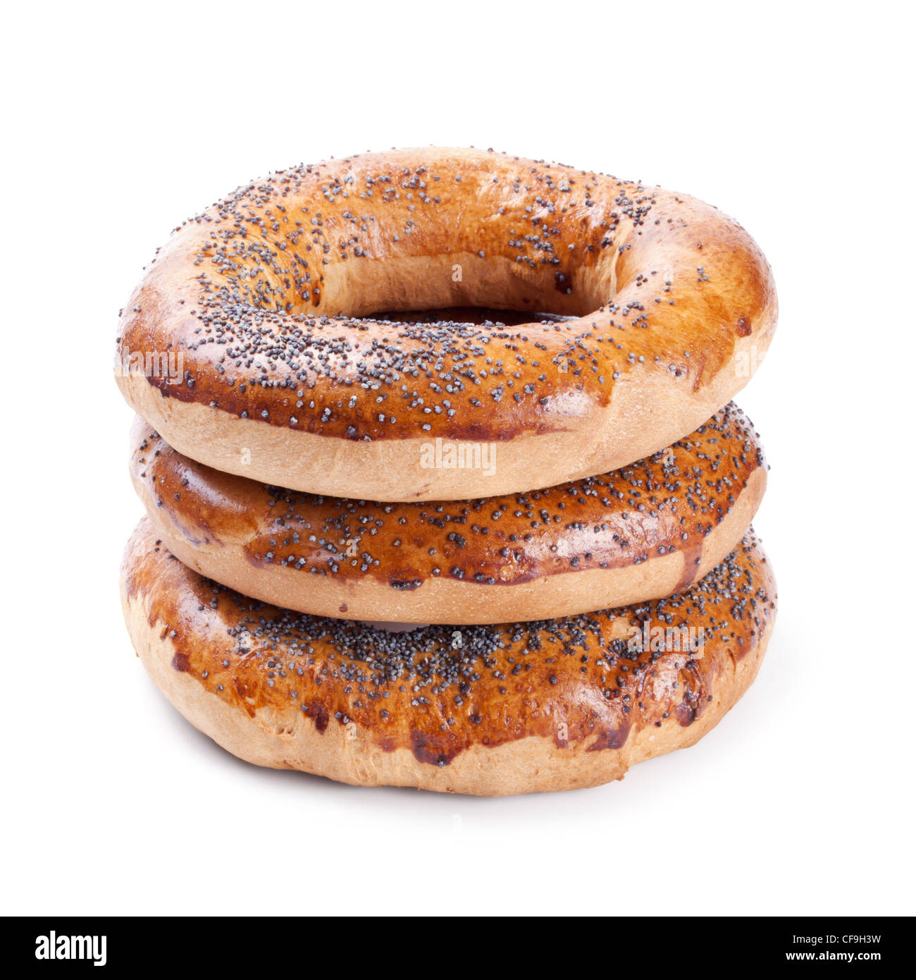 Three bagels isolated on white background Stock Photo - Alamy