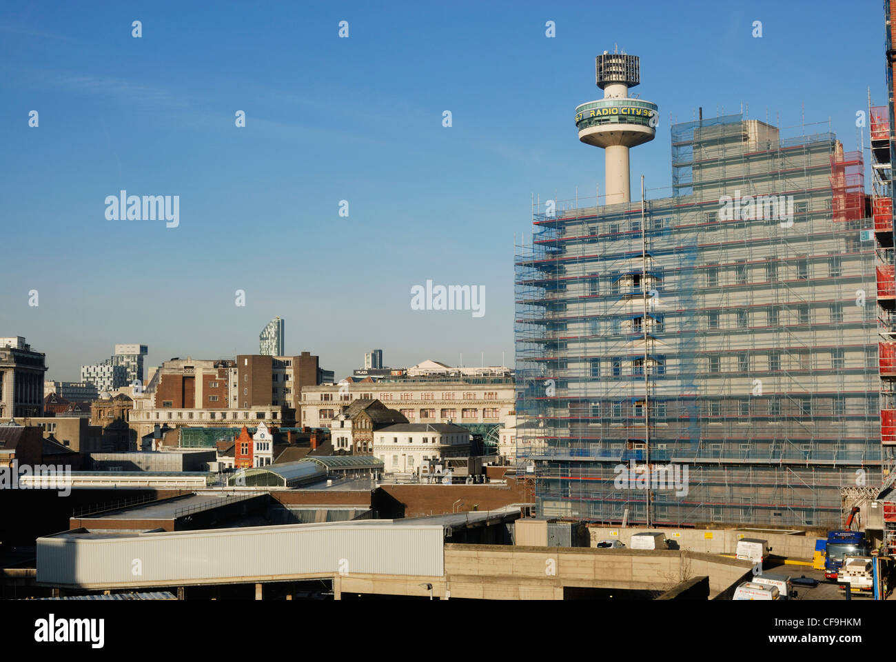 Lewis's building in the city centre of Liverpool covered in scaffolding ...