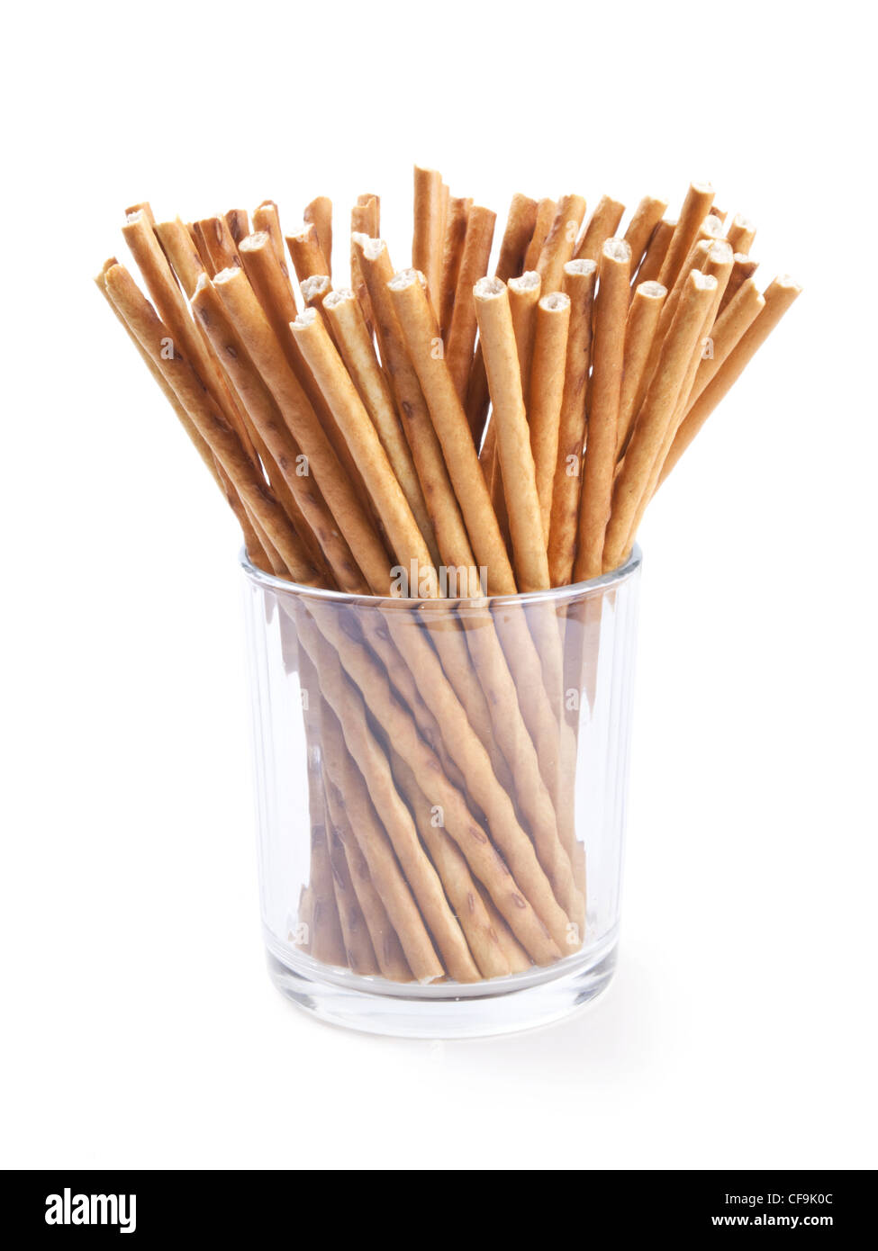 Glass with crispy sticks isolated on white background Stock Photo - Alamy