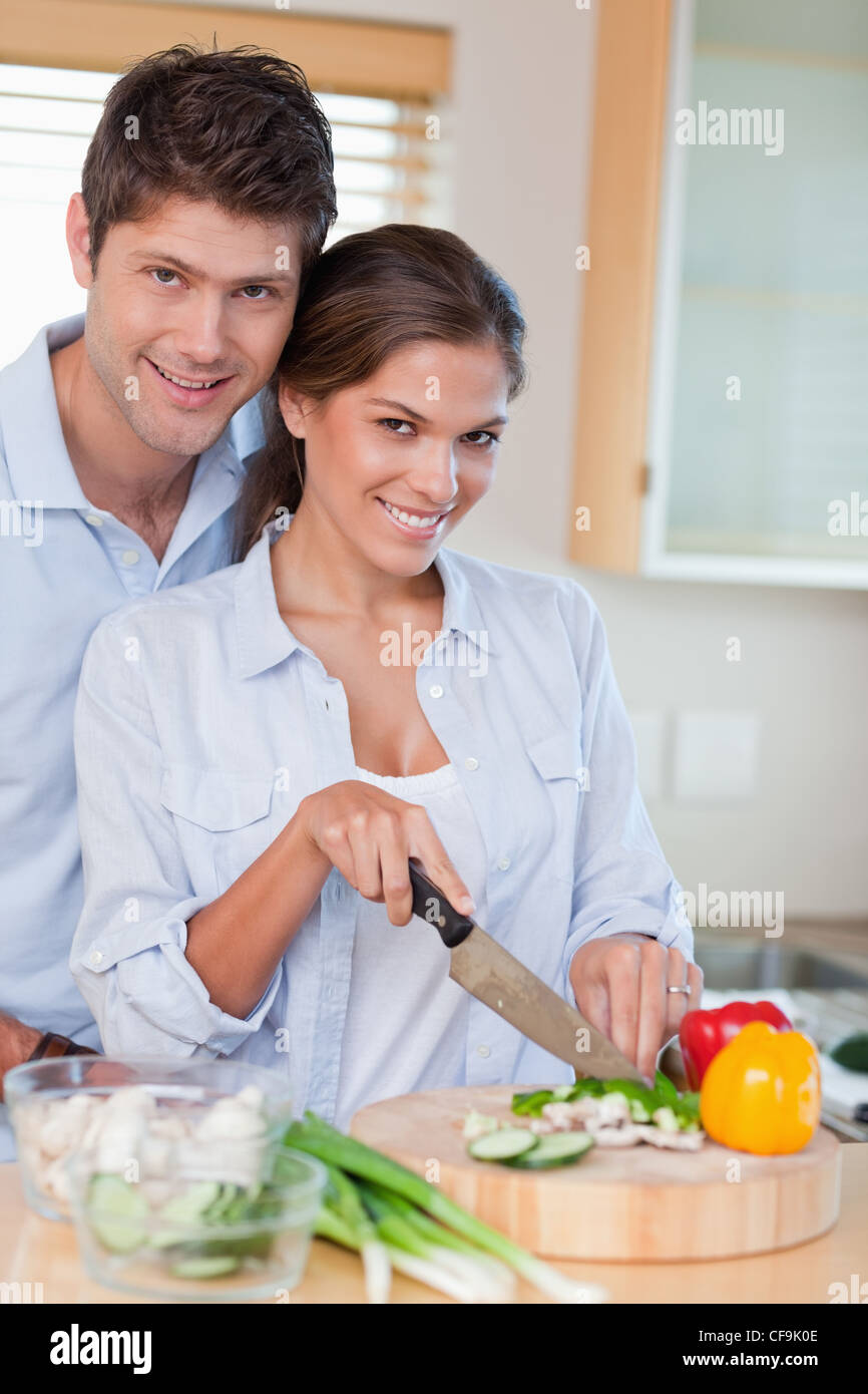 Portrait of a married couple cooking Stock Photo - Alamy