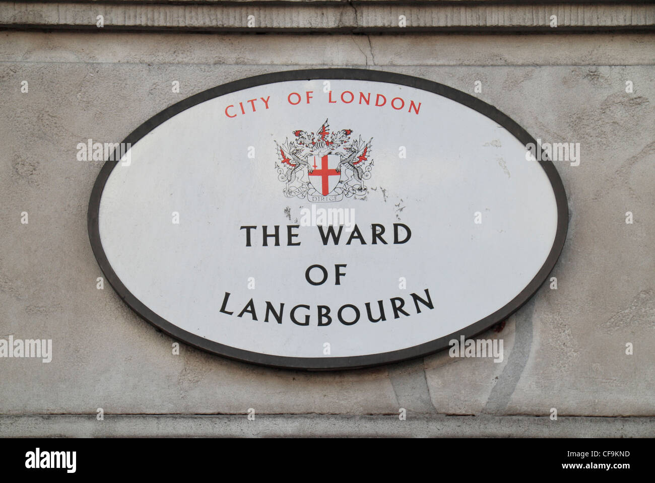 A generic name plate showing "The Ward of Langbourn" in the City of ...