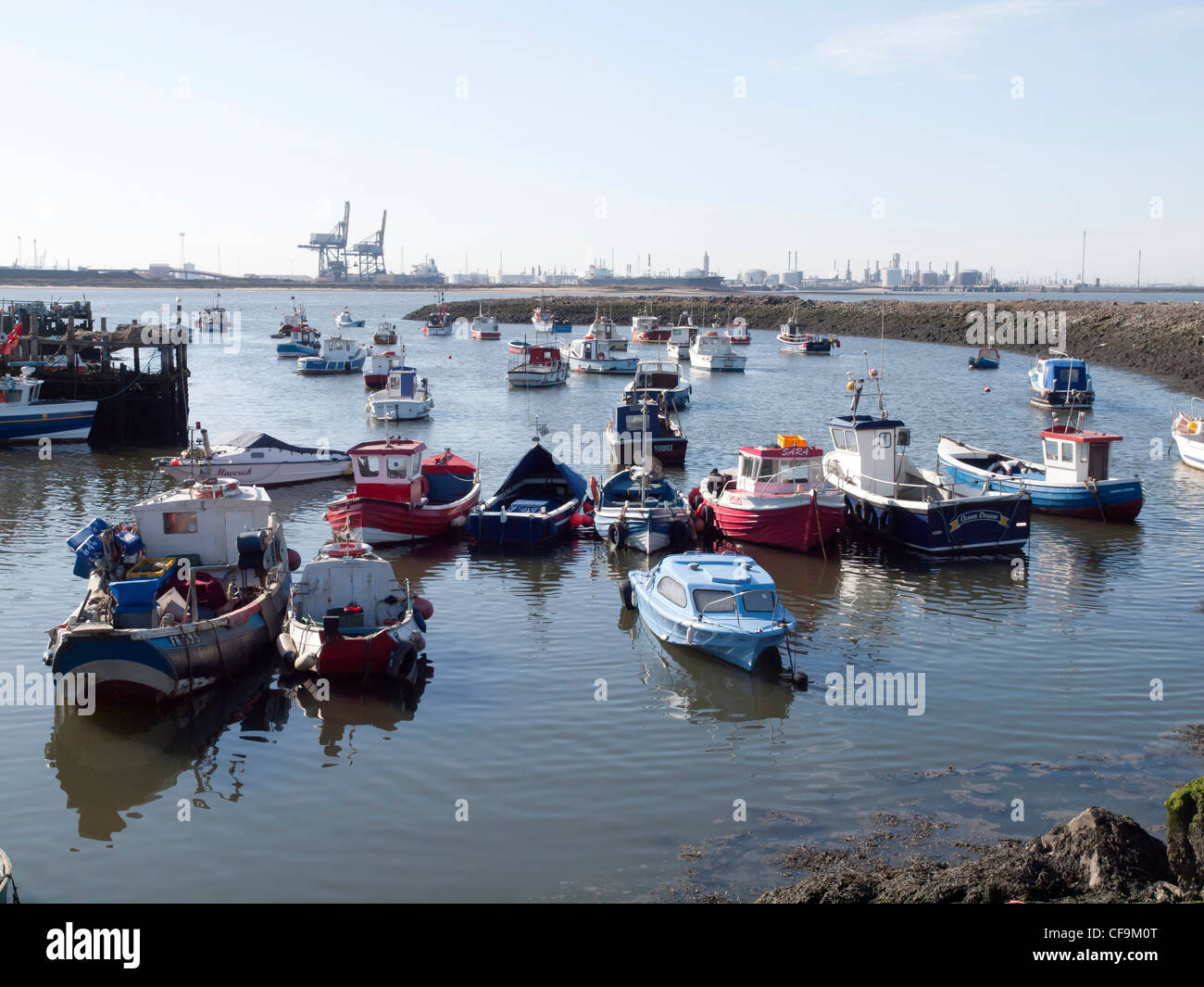 Fishing boats in Paddys Hole Harbour, Teesmouth, Redcar Cleveland UK ...