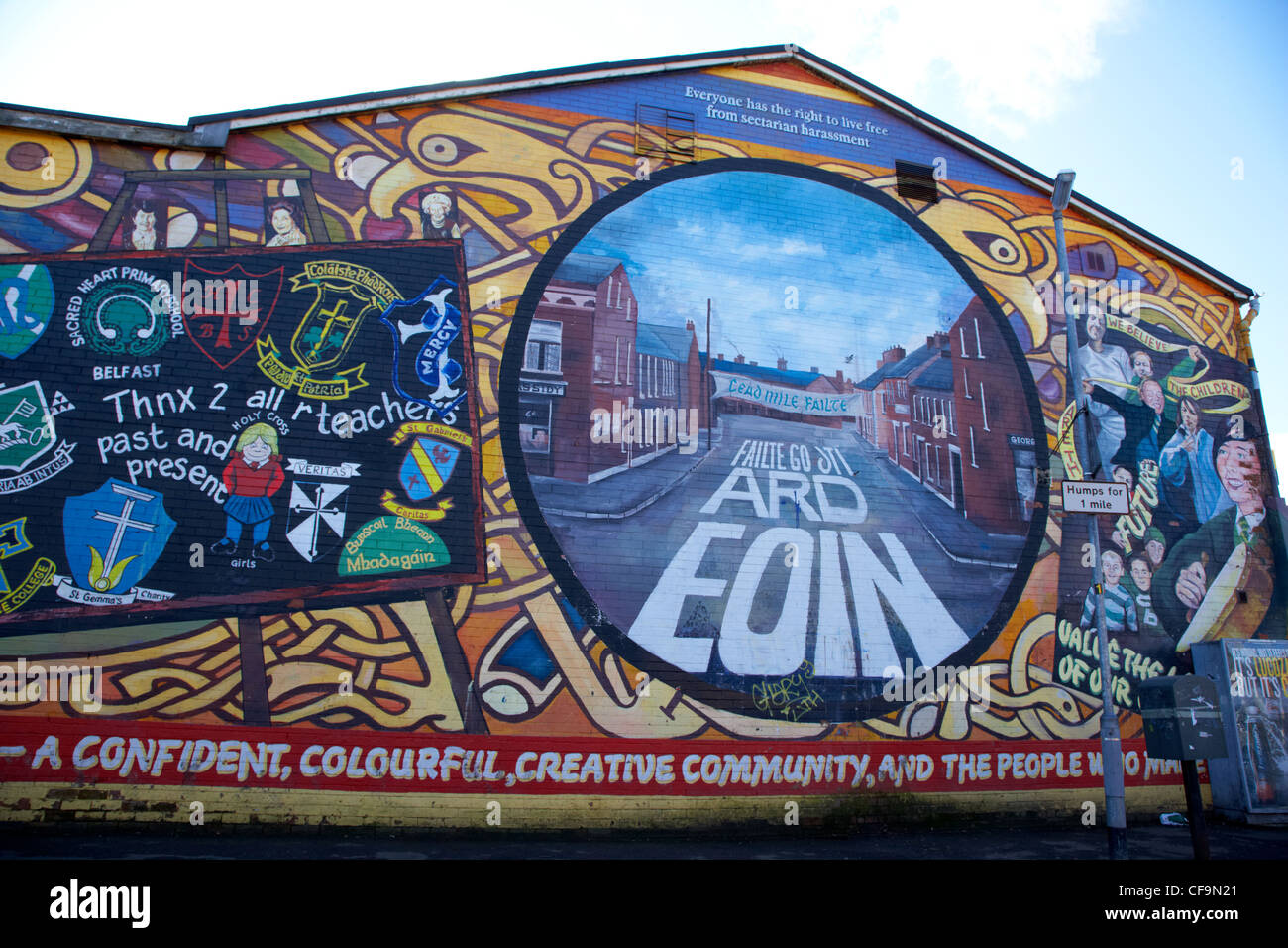 welcome to ard eoin mural ardoyne Belfast Northern Ireland UK Stock ...