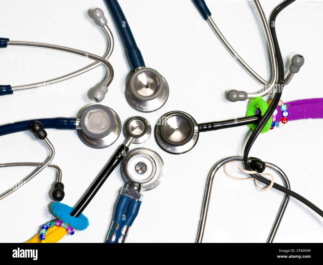 Medical Stethoscopes arranged in a circle Stock Photo - Alamy