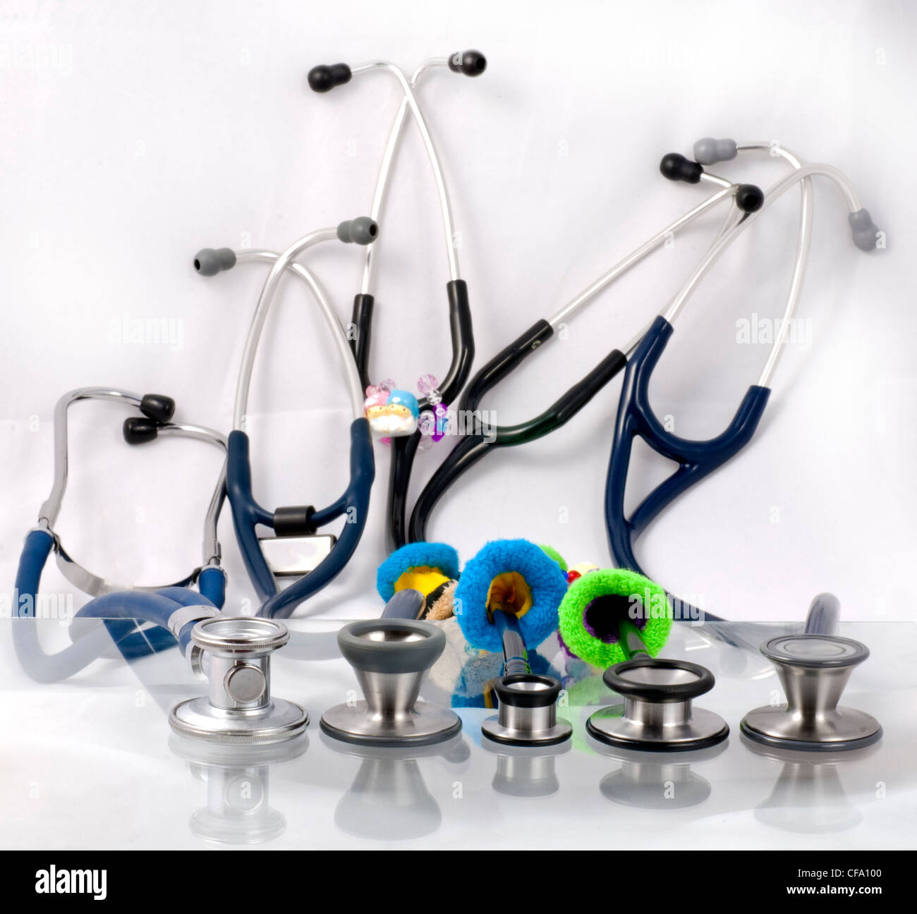 Medical Stethoscopes on a counter ready for use Stock Photo - Alamy