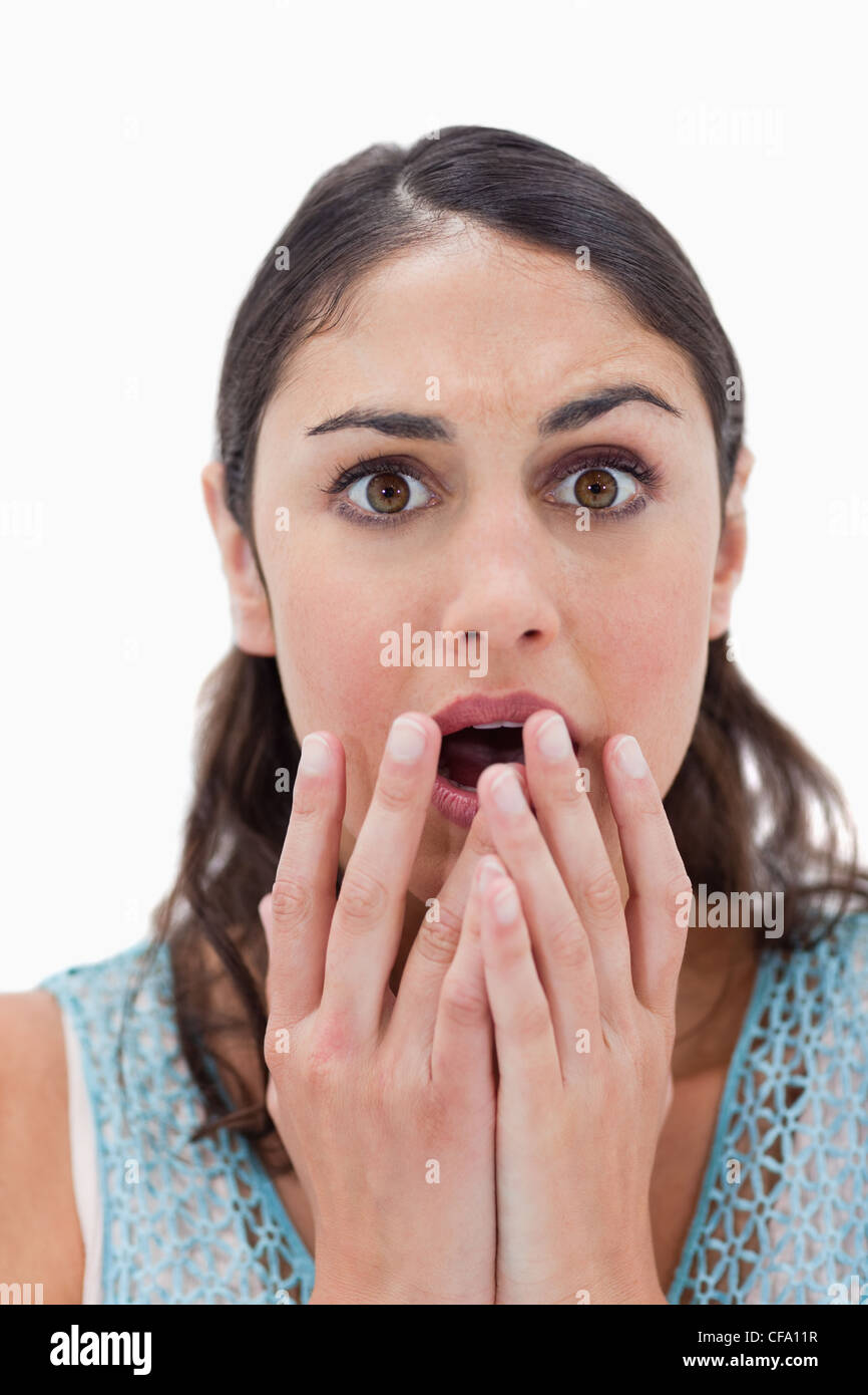 Beautiful young woman expressing shocked hi-res stock photography and ...