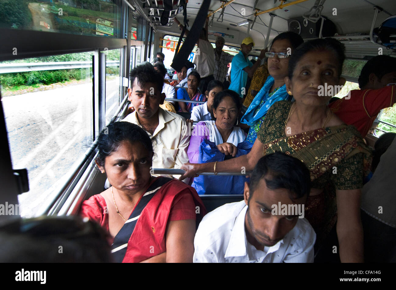 Inside a busy bus in central Sri Lanka Stock Photo - Alamy